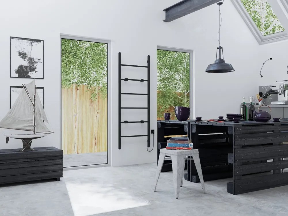 Sapho, BARBO elektrický sušák 600x1600 mm, 160 W, hranatý, černá mat, BB906