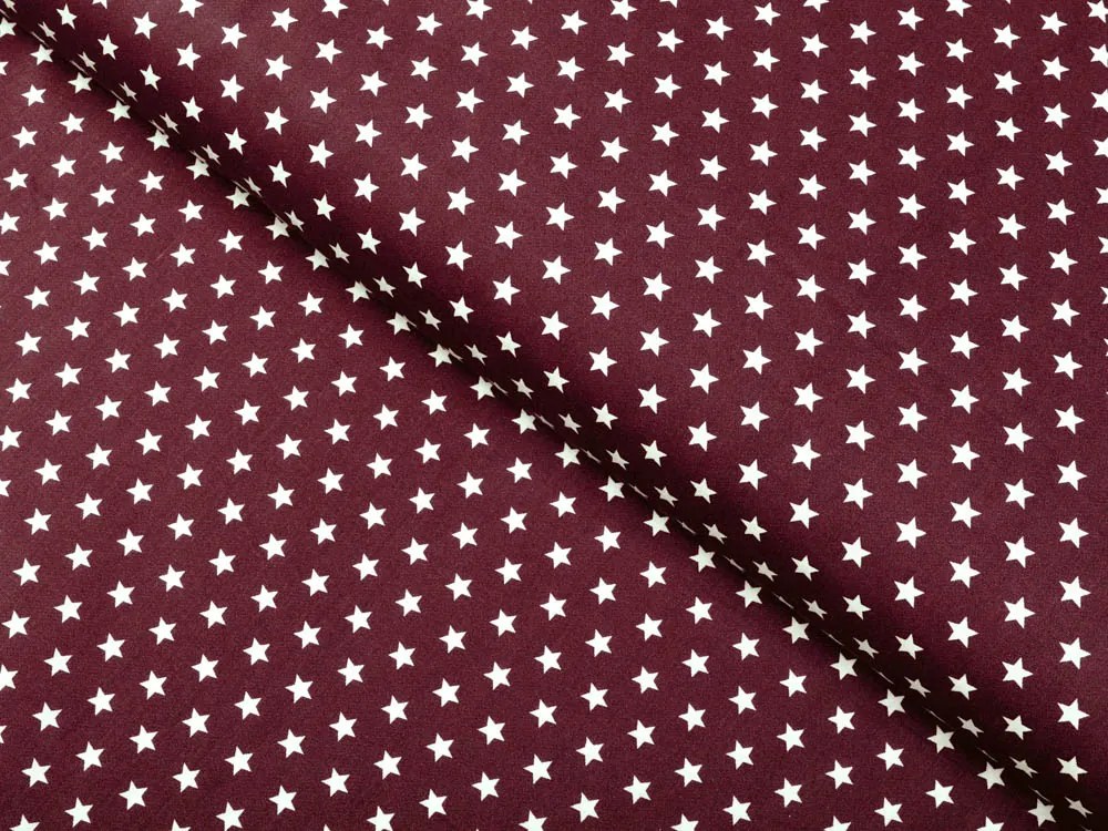 Biante Bavlněný povlak na polštář s lemem Sandra SA-351 Bílé hvězdičky na tmavě červeném 30 x 50 cm