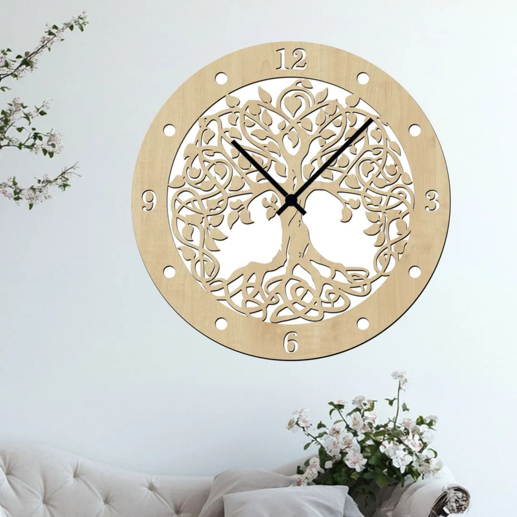 dřevo života Nástěnné hodiny STROM ŽIVOTA Zvolte rozměr (cm): 40, Zvolte barevný dekor: třešeň
