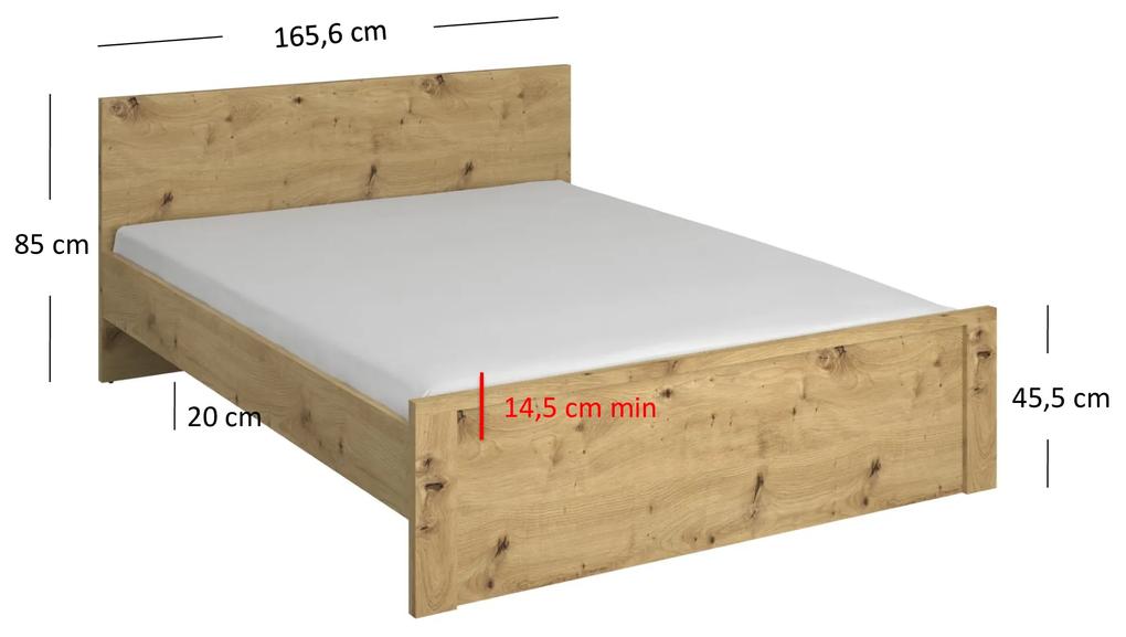Manželská postel 160 cm Andra (dub artisan) (bez roštu a matrace). 1052750