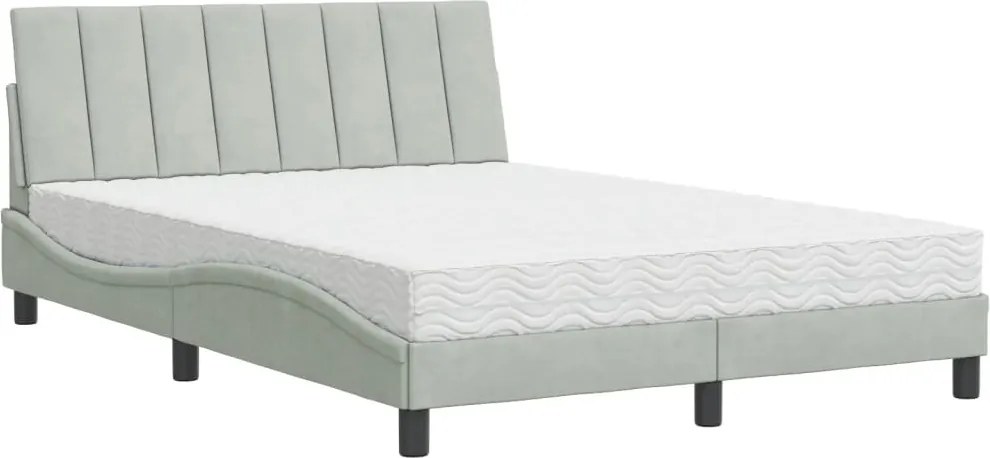 Postel s matrací Hanko světle šedá 140 x 190 cm samet 3208592