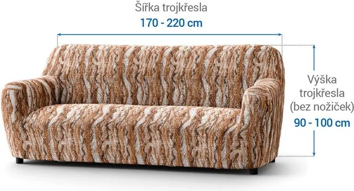 Bielastické potahy OCEANO NOVÉ cihlové trojkřeslo (š. 170 - 220 cm)