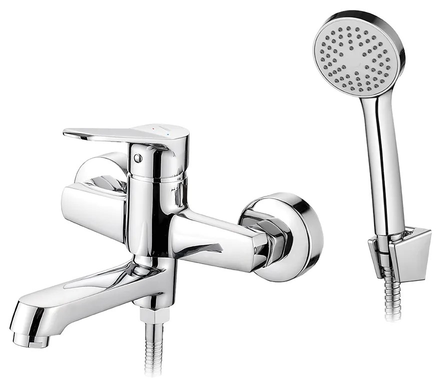 Kuchinox Atez, nástěnná vanová baterie s ruční sprchovou soupravou, chromová, LAV-BTK_011D