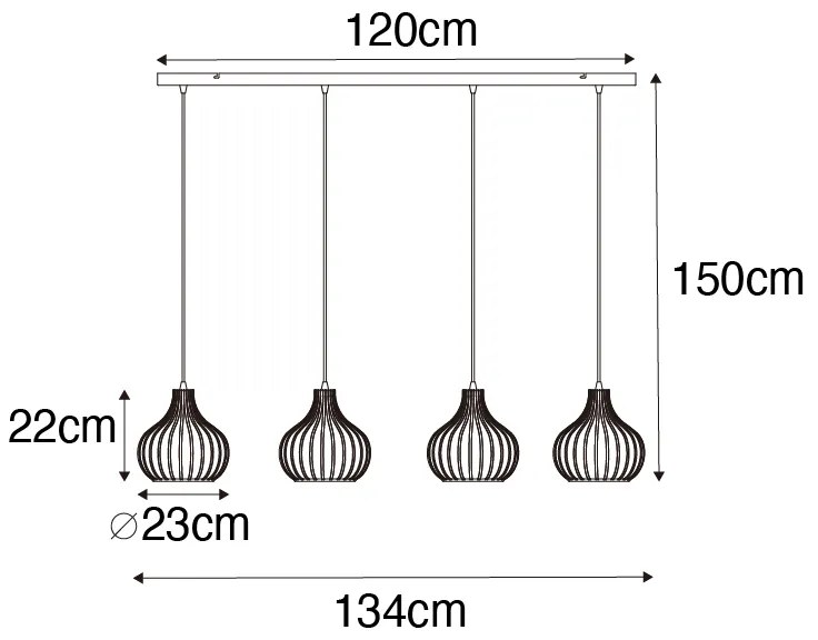 Moderní závěsné svítidlo černé 4-světlo - Saffira