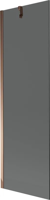 Mexen Next, vanová zástěna 1-křídlová 60 x 150 cm, fixní křídlo, 6 mm šedé sklo, růžové zlato profil, 895-060-000-00-40-60