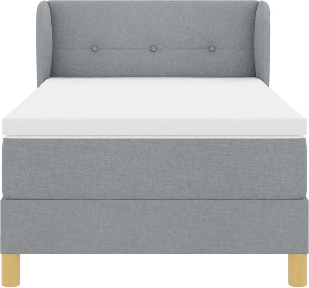 Postel s boxspringem s čelo Světle šedá 90 x 200 cm textil 3340192