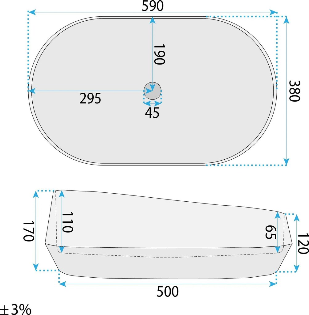 Rea Zoe Dune, umyvadlo na desku 590×380×170 mm, imitace kamene-šedá matná, REA-U3538