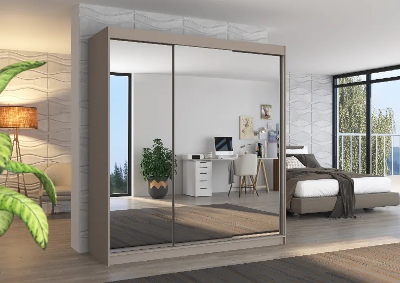ADRK Furniture Posuvná skříň se zrcadlem AUSTIN 200 ADRK-SW-AUS-K-200