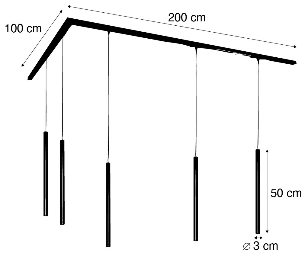 Moderní kolejnicový systém s 5 závěsnými světly bílý 1-fázový - Iconic Frini