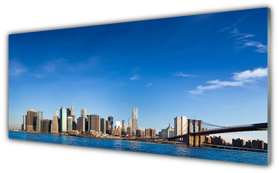 akrylový obraz Město Most Domy 125x50 cm