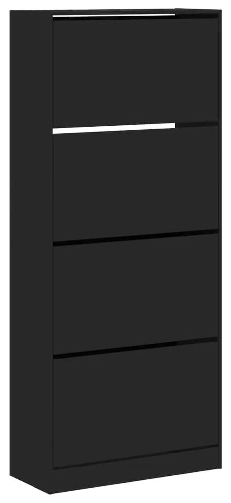 Botník se 4 výklopnými zásuvkami černý 80 x 34 x 187,5 cm
