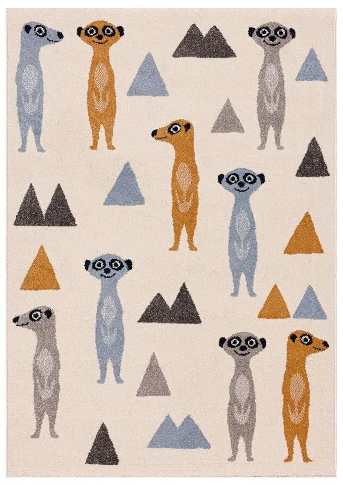 Antialergenní dětský koberec 170x120 cm Funny Meerkat - Yellow Tipi