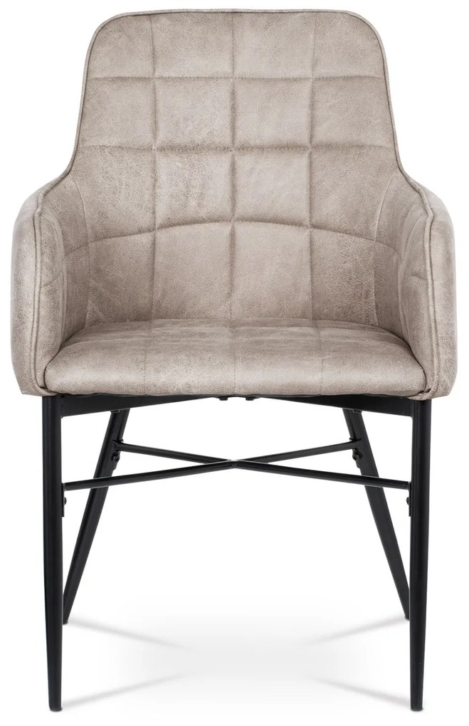 AUTRONIC Jídelní židle, potah lanýžová látka v dekoru vintage kůže, kovová čtyřnohá podno