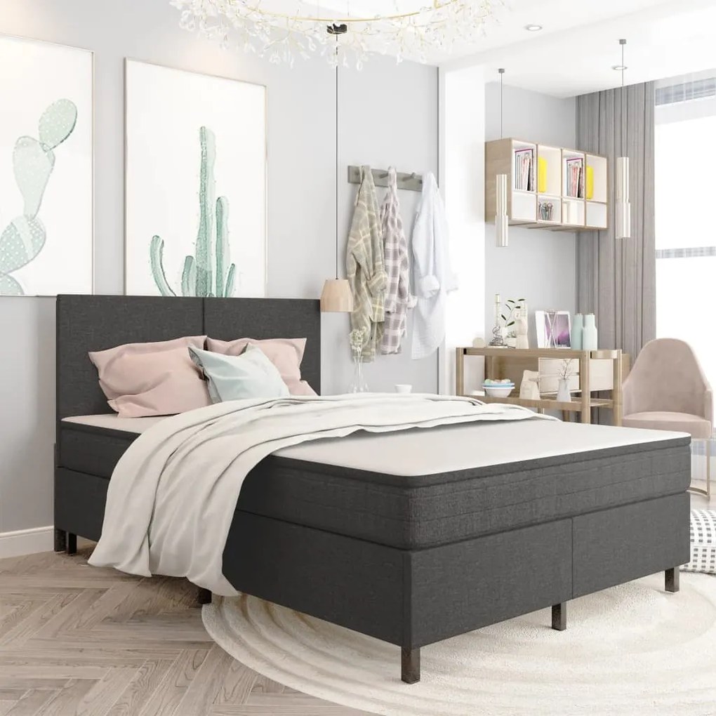 Postel boxspring šedá textil 180 x 200 cm 287466