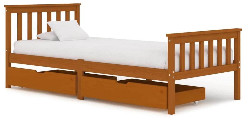 3060529 vidaXL Rám postele 2 zásuvky medově hnědý masivní borovice 100x200 cm