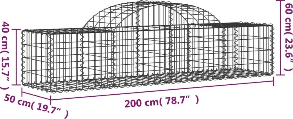 vidaXL Klenuté gabionové koše 9 ks 200x50x40/60 cm pozinkované železo [3146264]