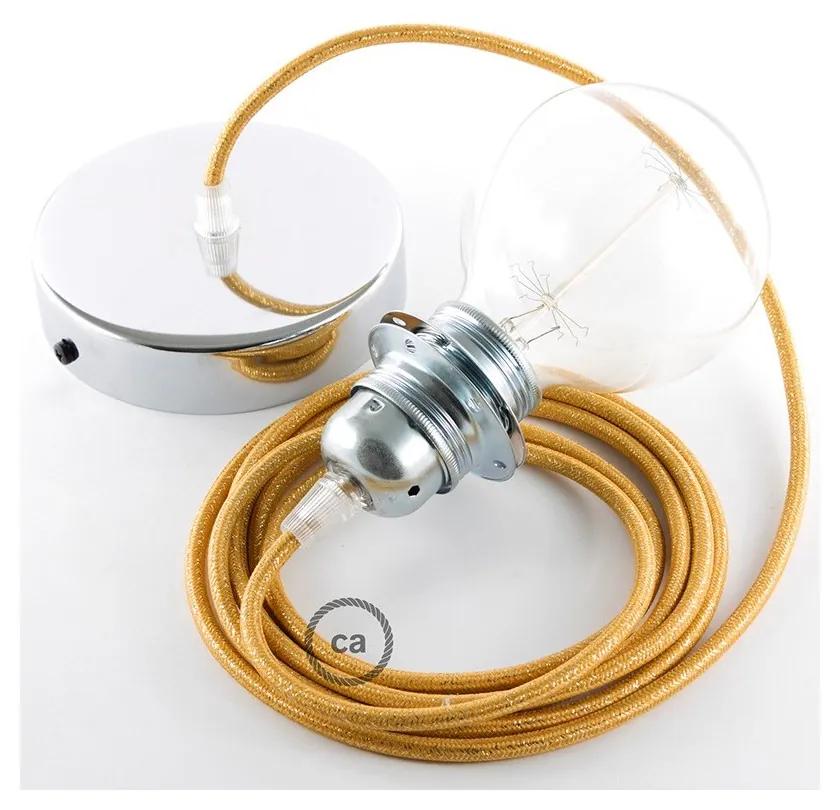 creative cables Závěsné svítidlo pro stínidla s třpytivým zlatým textilním kabelem RL05 Velikost: 200 cm, Barva: Měď, Montáž: Sestavený