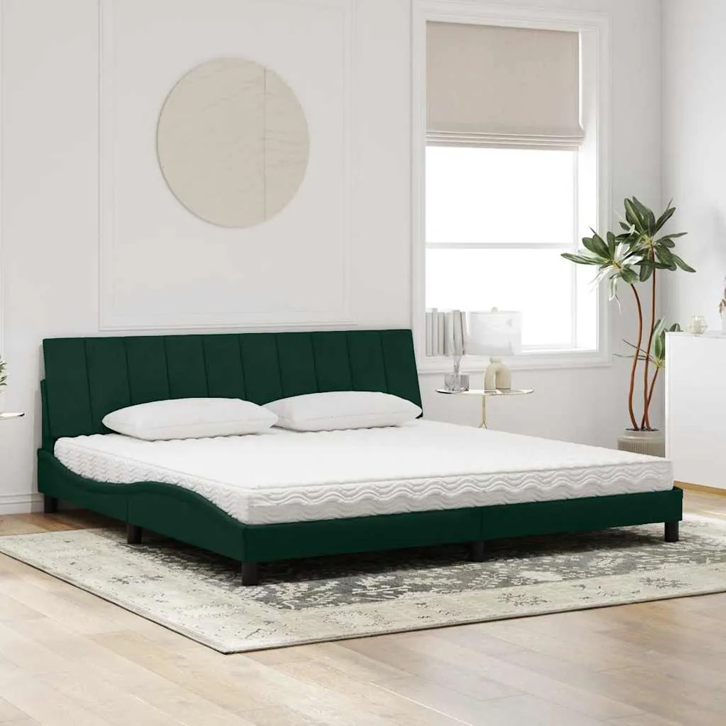 Postel s matrací Hanko tmavě zelená 200 x 200 cm samet 3208619