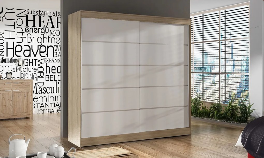 FN Skříň Baja IV 200 cm dub sonoma/bílá
