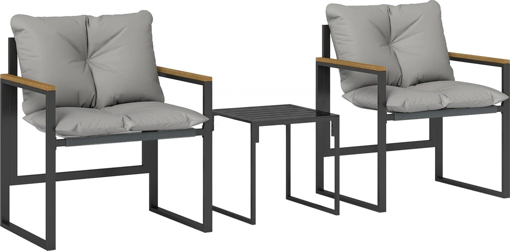Bistro set pro 2 osoby, 3dílný zahradní bistro set s kovovým rámem a silnými polštáři