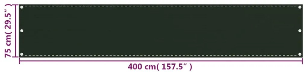 Balkonová zástěna tmavě zelená 75 x 400 cm HDPE - Default Title