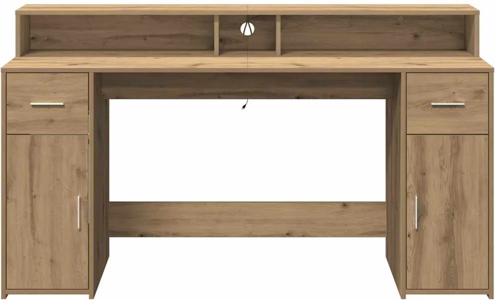 Psací stůl s LED dub artisan 160 x 55 x 91 cm kompozitní dřevo 3309437