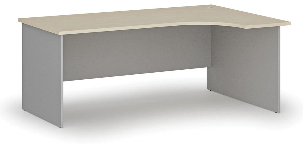 Rohový kancelářský psací stůl PRIMO GRAY, 180x120 cm, pravý, šedá/bříza