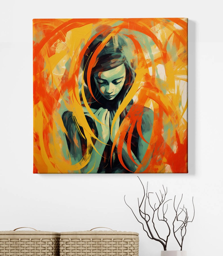 Obraz na plátně - Meditace, abstrakce, žena, šepot moudrosti FeelHappy.cz Velikost obrazu: 100 x 100 cm
