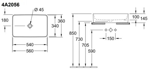 Villeroy & Boch 4A2056R1 - Umyvadlo na desku COLLARO 56x36 cm keramika/bílá