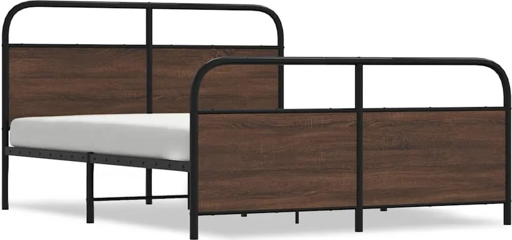 Kovový rám postele bez matrace hnědý dub 150 x 200 cm 3318663