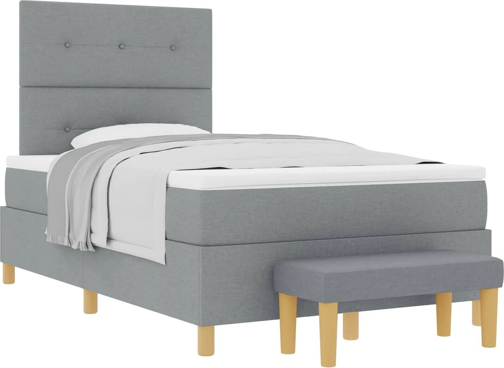 Postel s boxspringem s čelo Světle šedá 190 x 120 cm textil 3344282