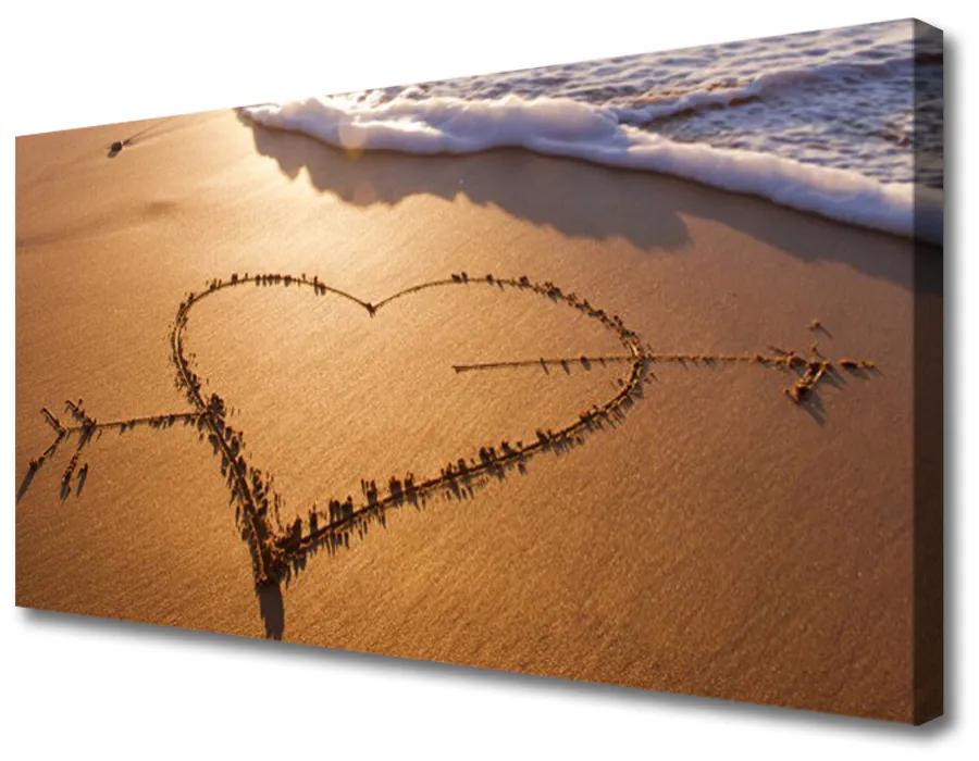 Obraz na plátně Pláž Srdce Moře Umění 100x50 cm