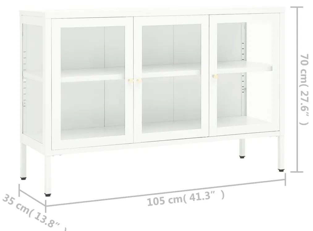 vidaXL Příborník bílý 105 x 35 x 70 cm ocel a sklo