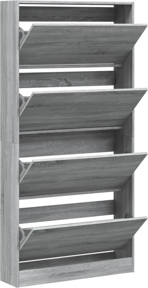 Botník se 4 výklopnými zásuvkami šedý sonoma 80 x 21 x 163,5 cm 3214369