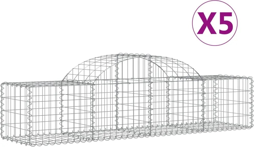 Klenuté gabionové koše 5 ks 200x50x40/60 cm pozinkované železo 3146260