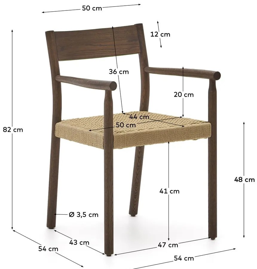 Hnědá/v přírodní barvě jídelní židle z dubového dřeva Yalia – Kave Home
