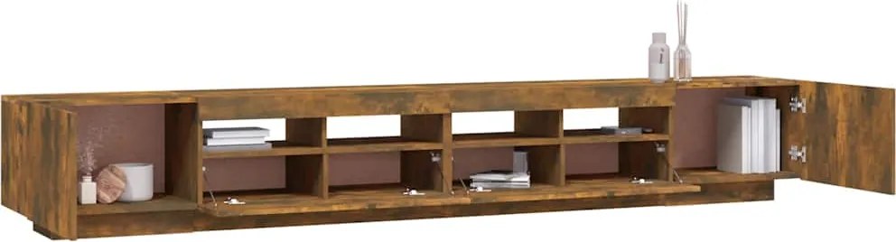 3dílný set TV skříněk s LED světly kouřový dub kompozitní dřevo 3120173