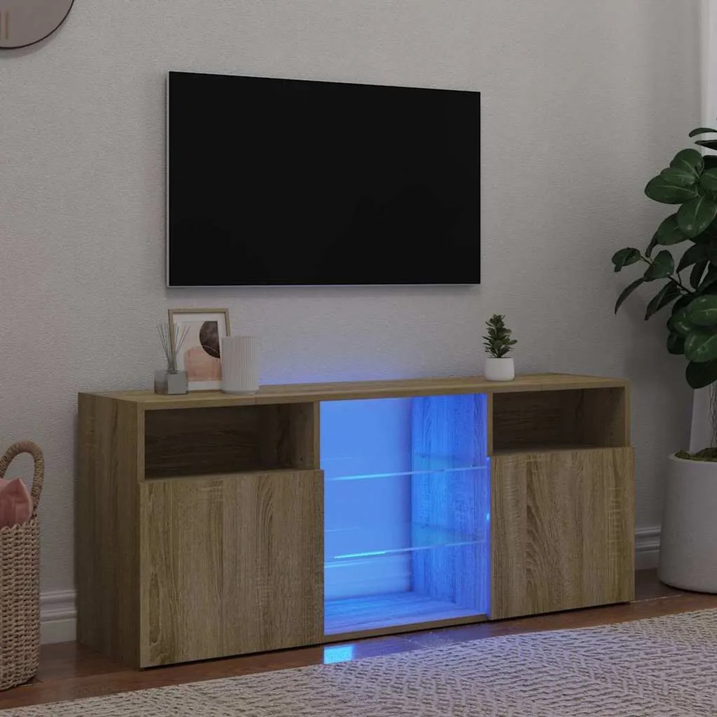 TV skříňka s LED osvětlením dub sonoma 120 x 30 x 50 cm