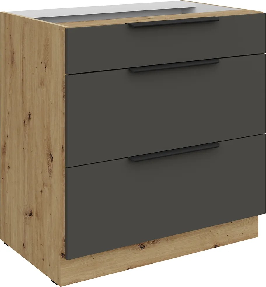 ARIA pa | dolní skříňka 80 D 3S zásuvková | 80 cm | PREMIUM BOX | artisan/šedá grafit