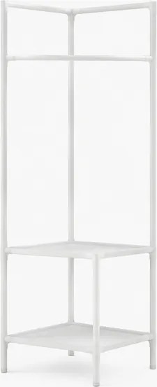 věšák, stojan na šaty, rohový, 2 police, kov/plast, 180x60x45 cm, bílá, Dekorino TK20260031