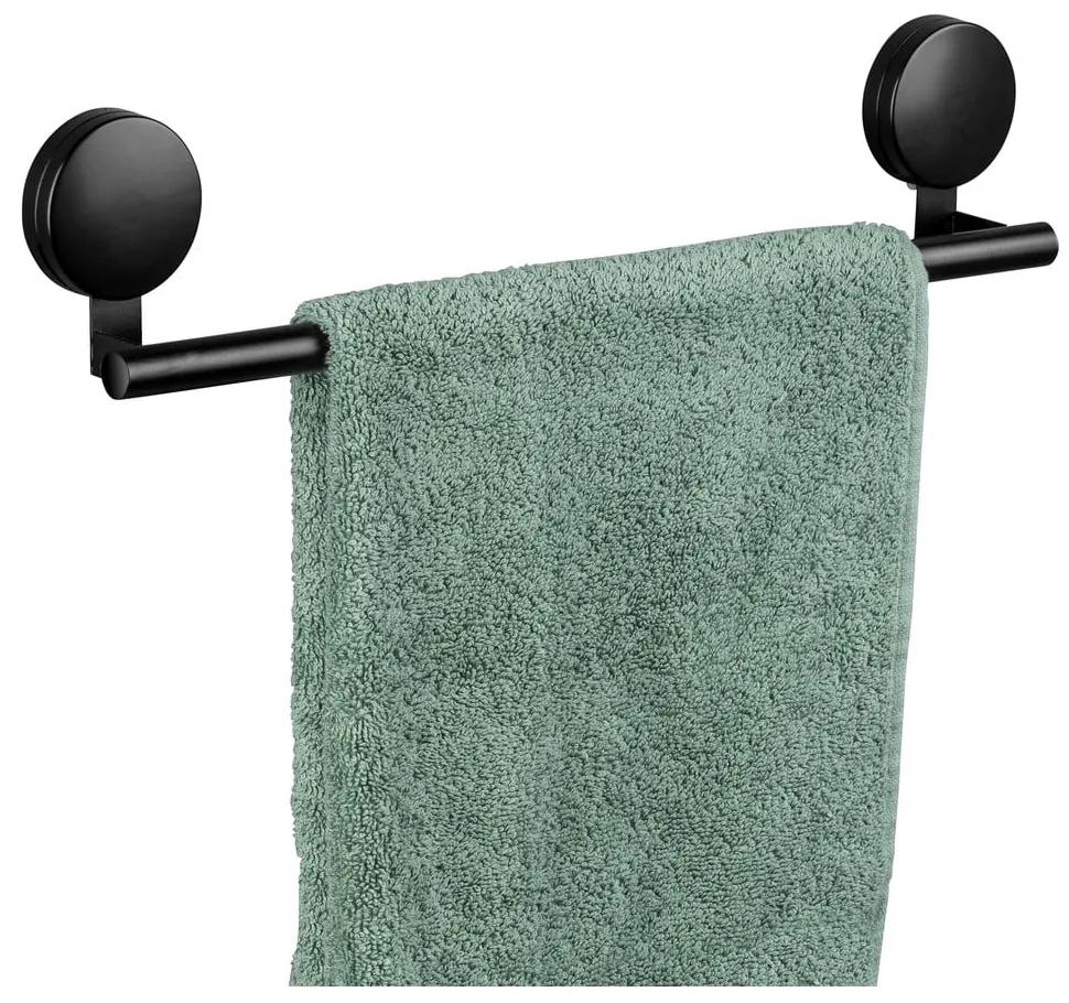 Černý nástěnný držák na ručníky Wenko Static-Loc® Pavia, šířka 40 cm