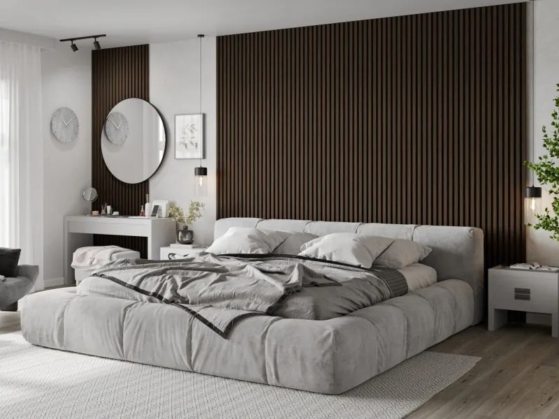 Mexen Lam-F, akustické stěnové lamely 275 × 30 cm, plstěný podklad 8 mm, technická dýha, ořech pálený, S105-275307-3015-024