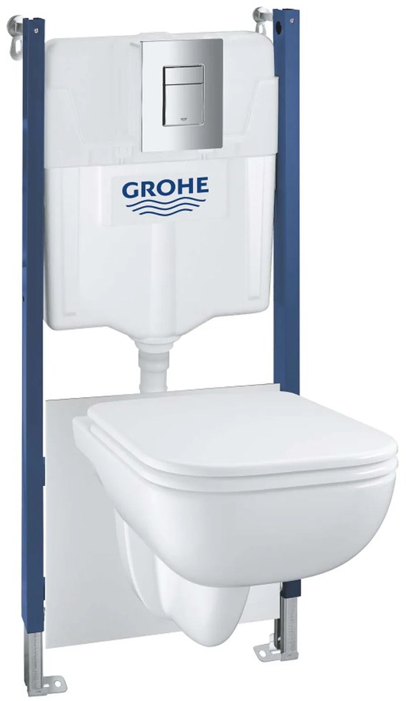 Grohe Solido - Set předstěnové instalace, klozetu Edge Ceramic a sedátka softclose, tlačítko Even, chrom 39816000