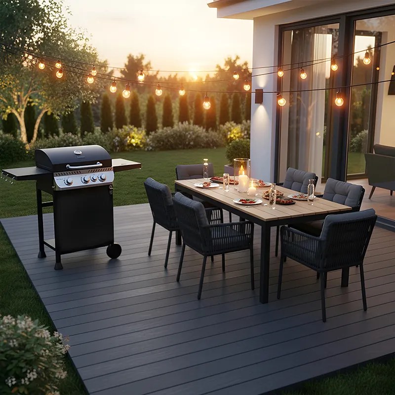 Velaco Plynový BBQ gril s boční plotýnkou, poličkou a krycí plachtou - APOLLO-B, 3+1 hořák