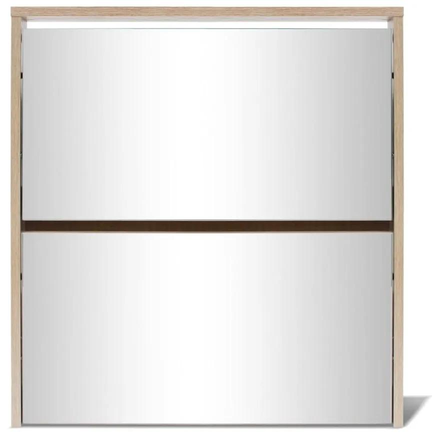 Botník dvoupatrový, zrcadlový, dub 63x17x67 cm - Default Title