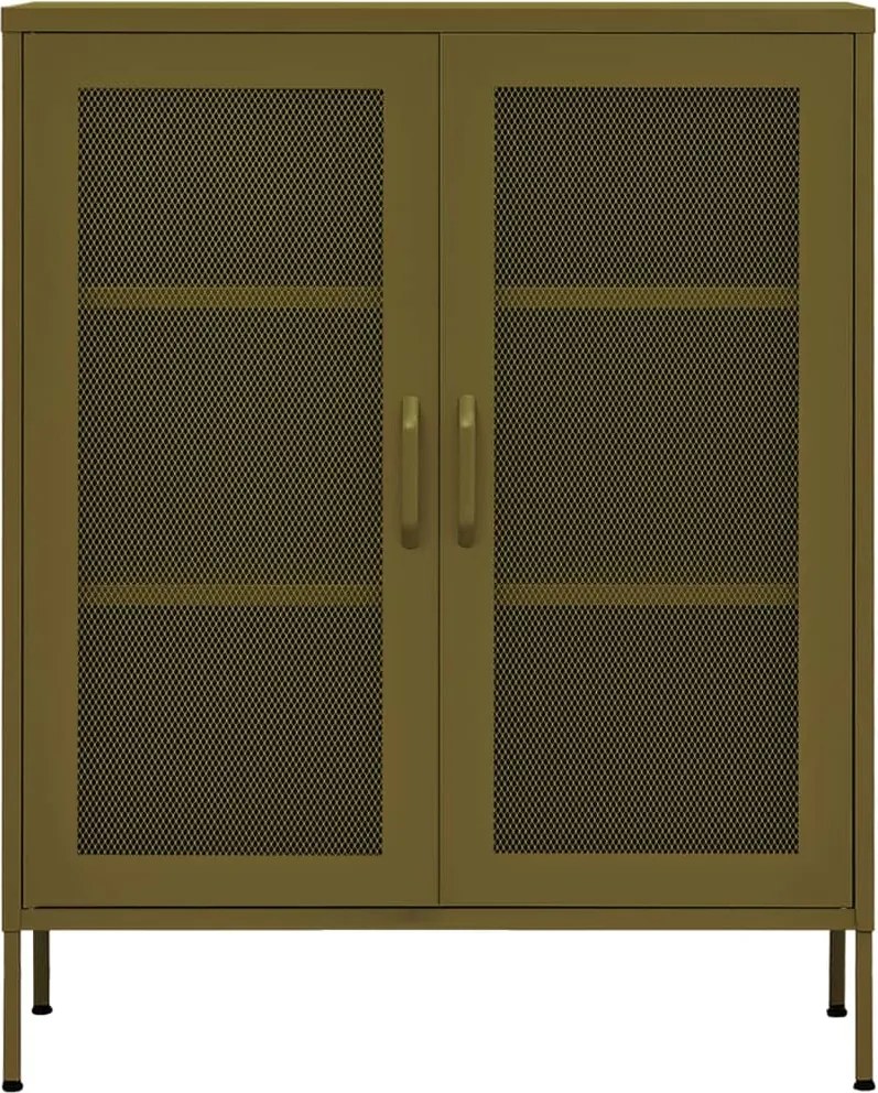 Úložná skříň olivově zelená 80 x 35 x 101,5 cm ocel 336171