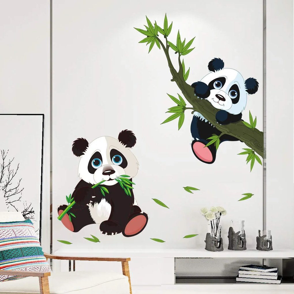 Živá Zeď Samolepka na zeď Roztomilé pandy