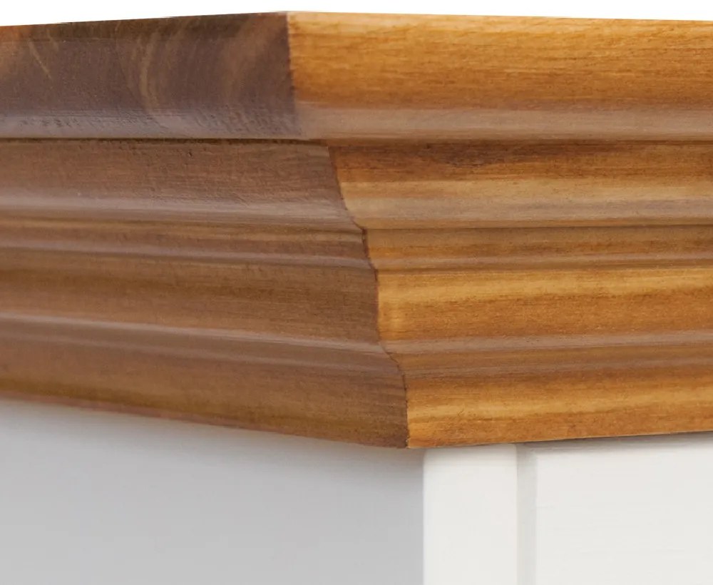 Massive home | Belluno Elegante bílá komoda 4D2S z masivu s dubovou deskou