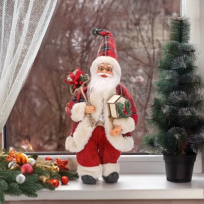 Vánoční dekorace Mikuláš červená / bílá 30 cm