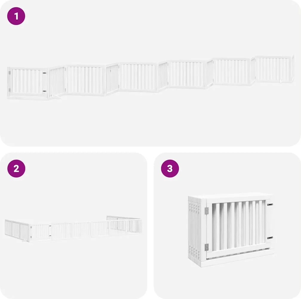 Zábrana pro psy s dvířky skládací 12 panelů bílá 960 cm topol 3155676